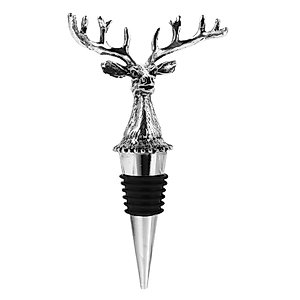 Gogogmee 1 Pc Deer Head Wine Bottle Stopper Wine Saver Pump Antler Shape Bottle Cap Holiday Wine Christmas Wine Stoppers Wine Bottle Pump Stopper Stocking Stuffers Metal Alloy Animal