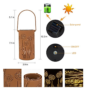 Solar Lanterns Outdoor Waterproof - Dandelion Solar Table Lamp Metal Decoration, Solar Table Lights for Desk Patio Lawn Patio Pathway Landscape Courtyard Backyard Yard Garden Art Decor(2 Pack)