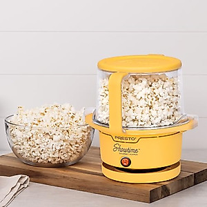 Presto 05206 Showtime Gourmet Oil Popcorn Popper - 9-Cups, Built-In Serving Bowl, Compact Design, Ceramic Nonstick, PFAS Free, Yellow