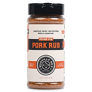 Mudville BBQ Prime Pig Pork Rub Seasoning, Sweet & Savory, World Champion Pitmaster Recipe, 12.8 oz Shaker Bottle