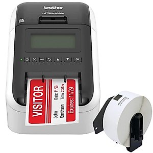 Brother QL-820NWB Professional Ultra Flexible Label Printer with WiFi, Ethernet and Bluetooth Connectivity, White - 110 Labels Per Minute, 300x600 dpi, Auto Cut, Includes 1 Roll of 400 Address Labels
