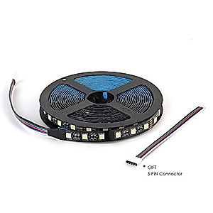 BTF-LIGHTING 5050 RGBW RGB+Cool White(6000K-7000K) 4 Colors in 1 LED 5m 16.4ft 60LEDs/m Multi-Colored LED Tape Lights IP30 Non-Waterproof Black 12mm PCB DC24V for Bedroom Kitchen Home Decoration