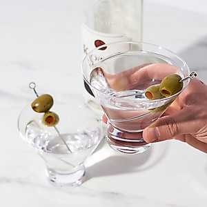 Viski Heavy Base Stemless Martini Glasses Set of 2 - Premium Short Crystal Cocktail Glass Gift Set, 7.5 oz.