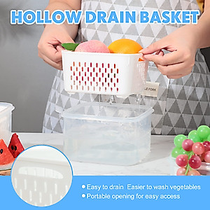 6 Pcs Fruit Storage Containers for Fridge, Food Storage Containers Berry Produce Fridge Organizer with Removable Colander Keep Fruits, Vegetable, Veggie, Meat Fresh Longer(Small, Medium, Large)