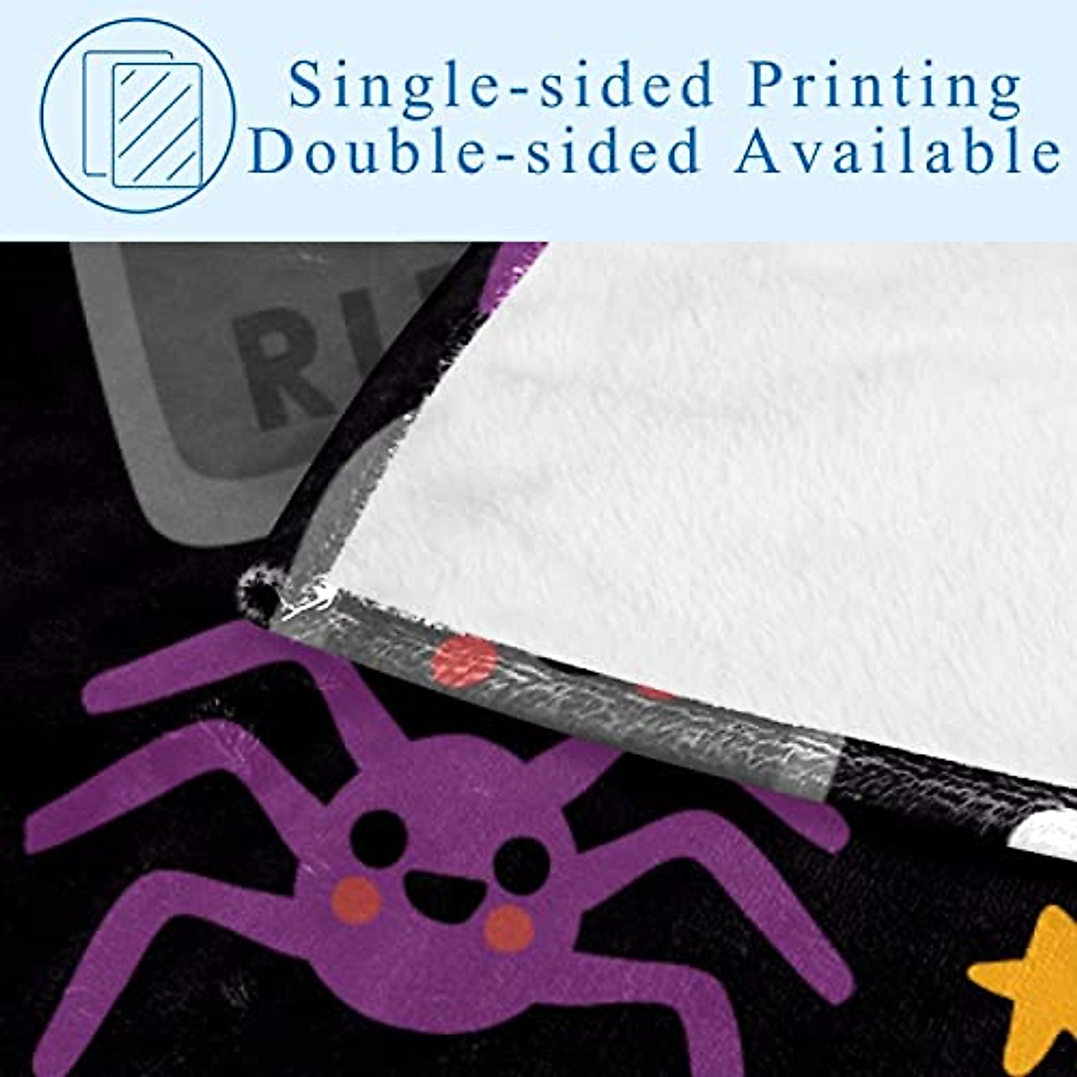 Halloween Spider Black Prints Soft Warm Cozy Blanket Throw for Bed Couch Sofa Picnic Camping Beach, 150×100cm