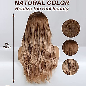 Esmee 24 Inches Long Wavy Wig Brown ombre Blonde Wigs Cosplay Party Wigs for Women Heat Resistant Fibre for Daily Party Use