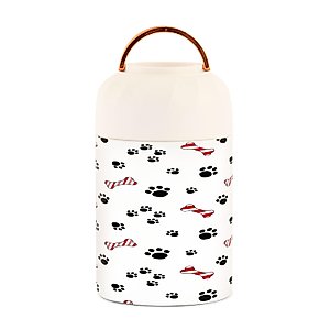 CUPADA Christmas Dog Paw Food Jar for Hot and Cold, Insulated Food Jars Vacuum 17OZ with Folding Spoon for Work Trip Picnic Camping