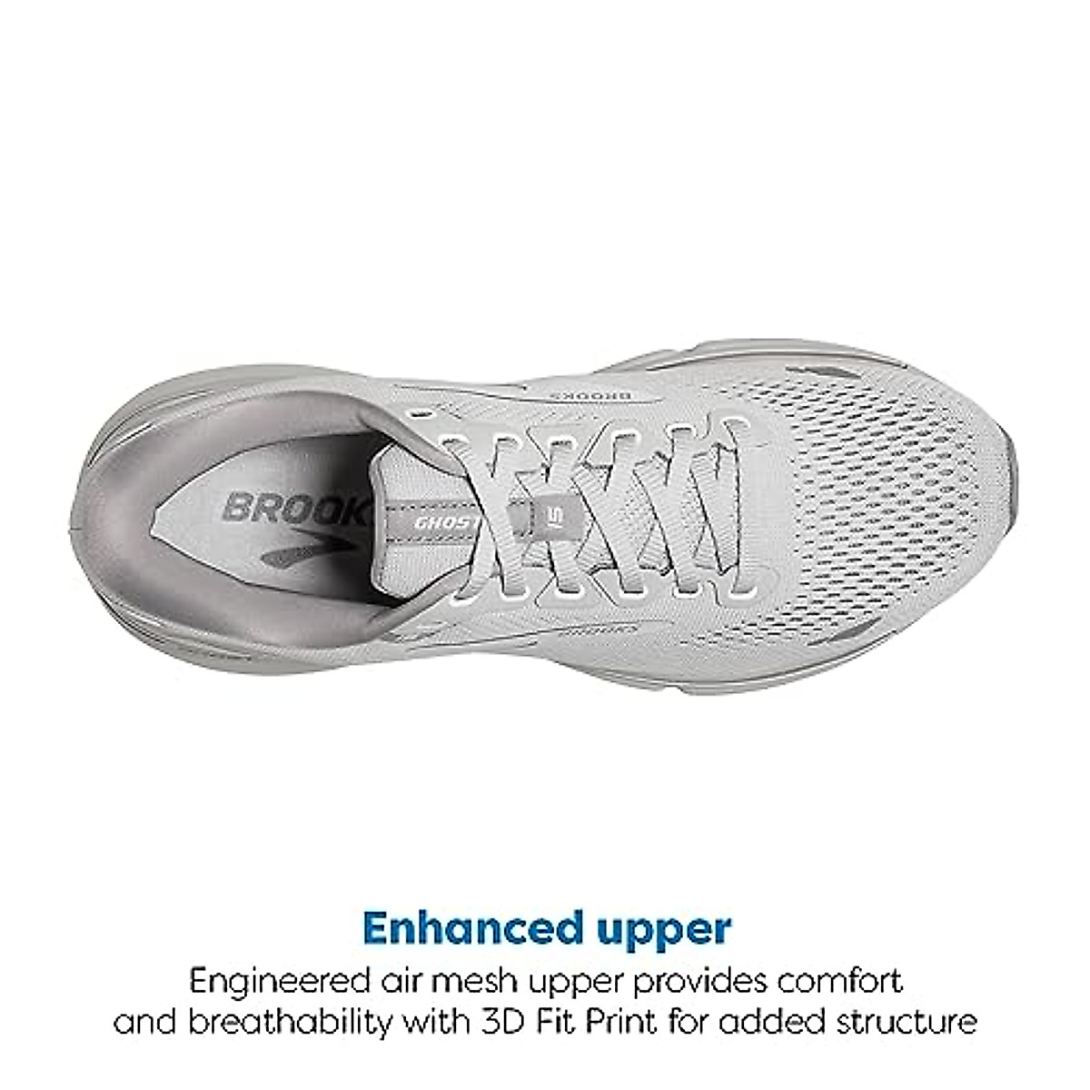 Brooks Women's Ghost 15 Neutral Running Shoe - Oyster/Alloy/White - 8.5 Medium