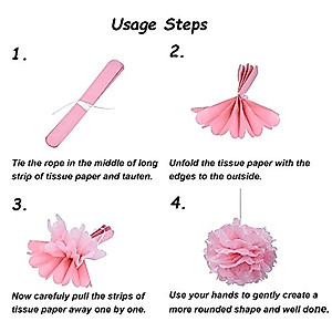Cocodeko Hanging Set, Tissue Paper Poms Flower Fan and Honeycomb Balls for Birthday Baby Shower Wedding Festival Decorations-Pink, 3 Gram
