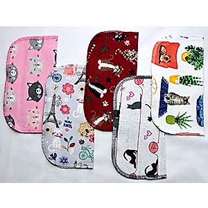 1 Ply Printed Flannel Little Wipes 8x8 Inches Set of 5 The Cats Meow