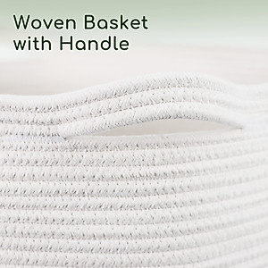 MXMHOME XXXLarge Woven Rope Basket With Handles, 23.6”x23.6”x14.1” Basket for Blankets for Living Room, Large Baby Toy Storage Basket, Wicker Woven Big Round Laundry Basket Hamper