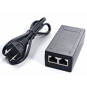48V Gigabit Injector for PoE Powered Devices, Power Over Ethernet Desk Top Adapter, IEEE 802.3af Compliant, with 2 10/100/1000Mbps RJ-45 Port and AC Power Cord