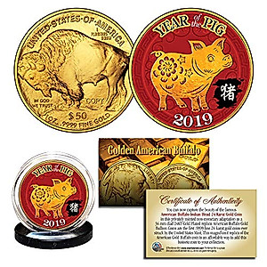 2019 Lunar New Year of The Pig 24K Gold Clad $50 American Buffalo Tribute Coin