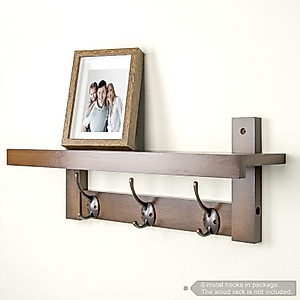 Wall Mounted Coat and Hat Hook Dual Robe Hanger 1" Wide Small Double Prong Hook, 6 Pieces, Black