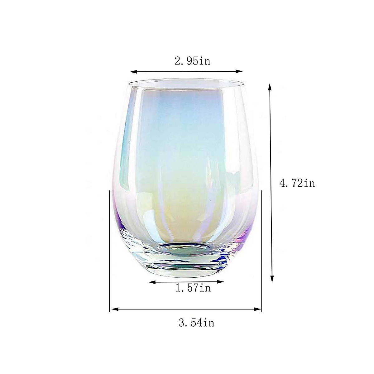 HELLWANG Stemless Wine Glasses, 20 Ounce Seven Color Dazzling Wine Glass for Red or White Wine, Whiskey- Pool Party Beach Travel Cups (Set of 1)