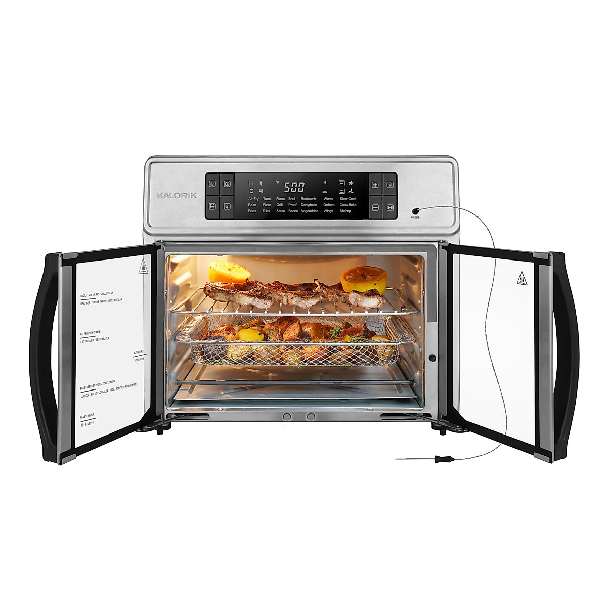 Kalorik Air Fryer Oven MAXX Advance Series 26-Quart with Digital Controls Easy-View Door and 14 Cooking Presets, Includes Cooking Accessories, 1700-Watts, Black