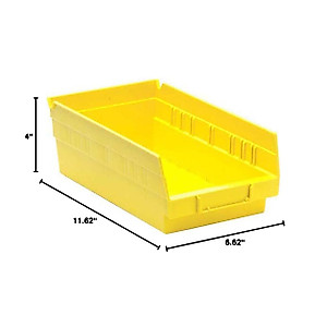 Quantum Storage QSB102YL 30-Pack 4" Hanging Plastic Shelf Bin Storage Containers, 11-5/8" x 6-5/8" x 4", Yellow
