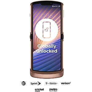 Moto Razr 5G 2020 (256GB, 8GB) 6.2" Flip P-OLED, Snapdragon 765 5G, 2800mAh Battery, 48MP Camera (Fully Unlocked for AT&T, T-Mobile, Verizon, Global) XT2071-2 Gold (Renewed)