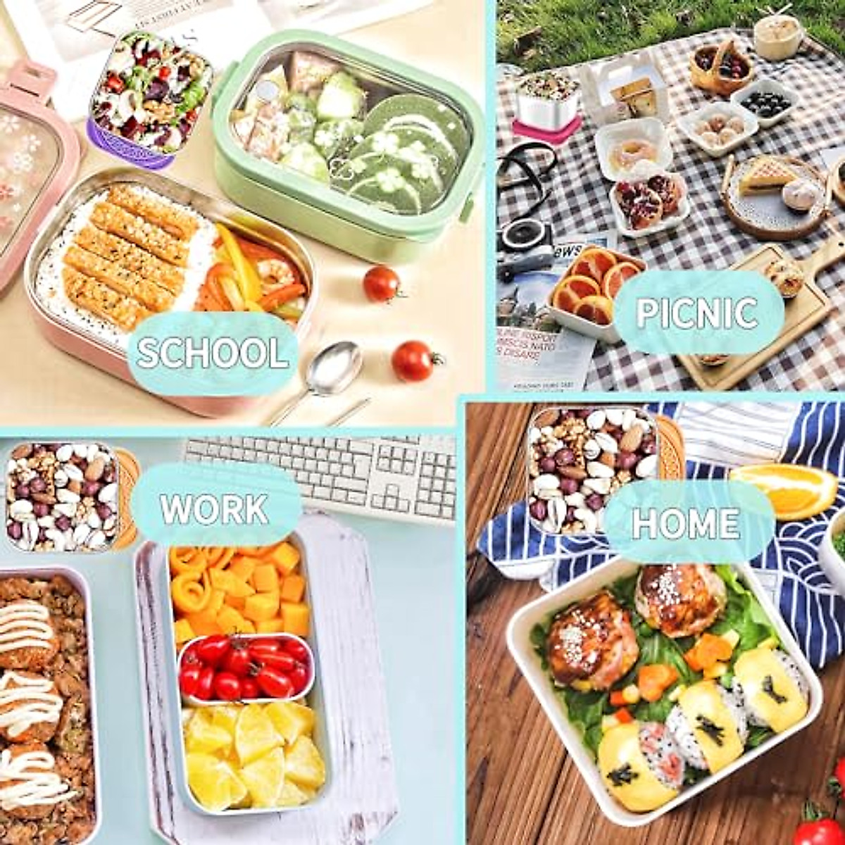 SEUOX 6Pack 6oz Stainless Steel Snack Containers for Kids, Easy Open Leak Proof Metal Toddler Snack Containers with Silicone Lids, Stackable Metal Toddler Lunch Box for Daycare, School and Travel