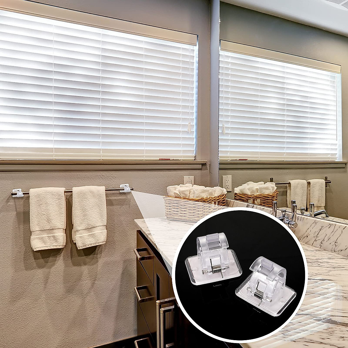 Self-Adhesive Curtain Rod Bracket Drapery Hook Holders no Nail Fixing Rod Holder Curtain Pole Wall Brackets No Screw Towel Rod Hooks for Home Bathroom and Hotel Use (8 Pieces)