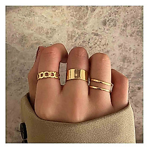 Yheakne Boho Rings Set Stackable Knuckle Finger Rings Gold Band Rings Minimalist Midi Rings Modern Finger Rings Accessories for Women and Teen Girls Gifts (Gold)