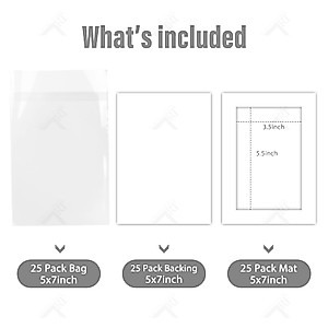 Golden State Art, Pack of 25, 5x7 White Picture Mat Full Set - Fit 4x6 Photo/Print - High Premier Acid Free Bevel Pre-Cut White Core Mattes - Includes 25 Backing Backer Board & Clear Bags