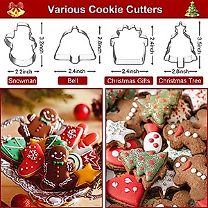 16 Pcs Christmas Cookie Cutters, Holiday Cookie Cutters Metal Cookie Cutters Including Gingerbread Man Snowflake Christmas Tree Reindeer and More