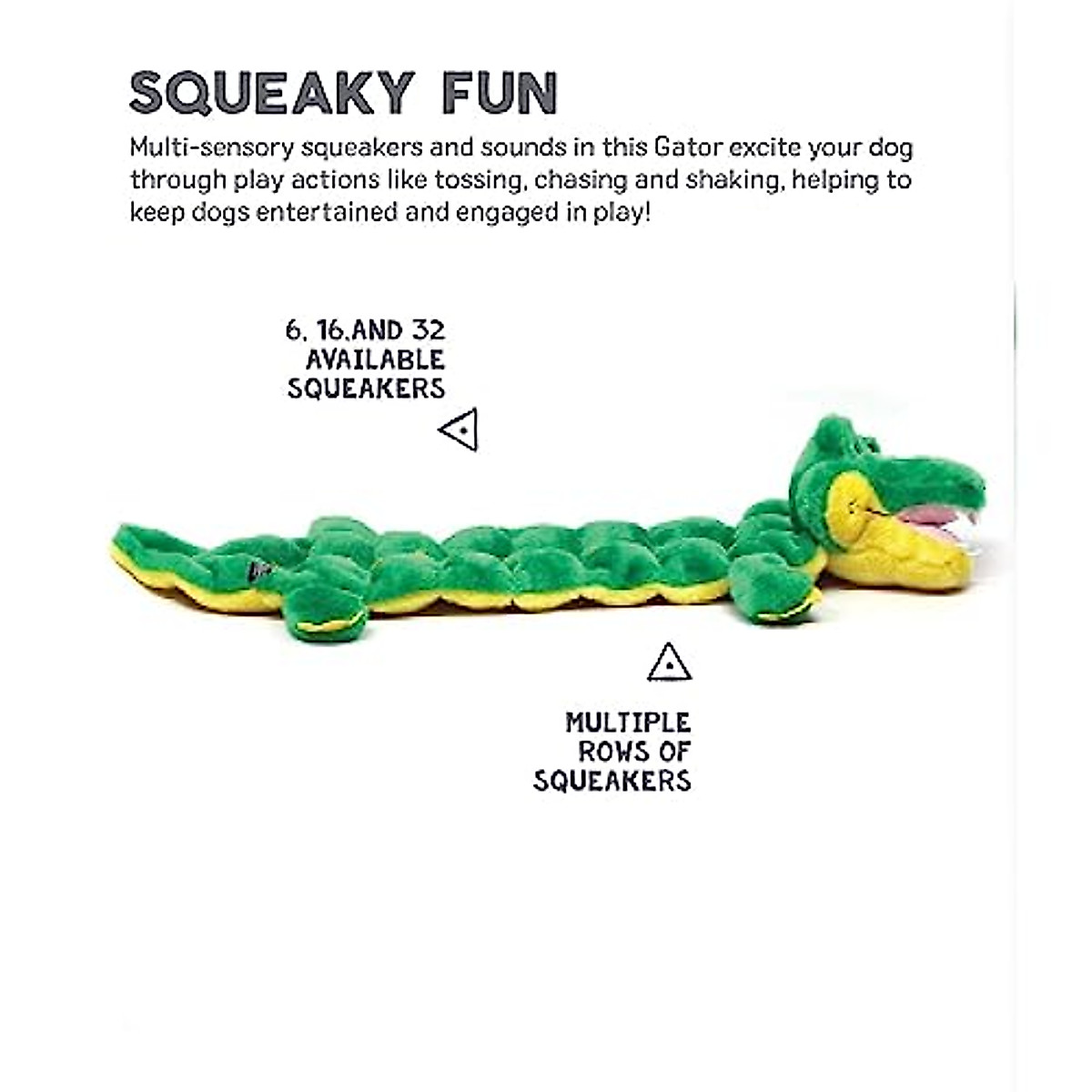 Outward Hound Squeaker Matz Plush Gator Dog Toy, XL