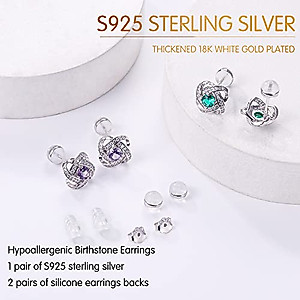 Aquamarine Knot Birthstone Earrings for Women, Sparkle Round Cut Aquamarine March Birthstone Earrings 18K White Gold Plated Sterling Silver Blue Aquamarine Jewelry March Birthday Gifts for Women