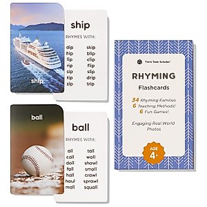 Think Thank Scholar Rhyming Words Flash Cards (Word Family) Ending Sounds/Rhymes - Language, Phonics and Spelling Skills Learning for Kindergarden, 1st, 2nd, 3rd Grade. Kids Ages 4, 5, 6, 7 & 8+