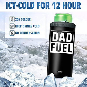 SANDJEST 4-in-1 Dad Tumbler Gifts for Dad from Daughter Son - 12oz Dad Fuel Can Cooler Tumblers Travel Mug Cup - Stainless Steel Insulated Cans Coozie Christmas, Birthday, Father's Day Gift for Daddy