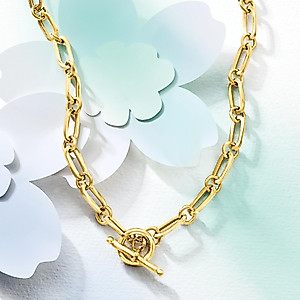 Ross-Simons Italian 18kt Gold Over Sterling Paper Clip Link Necklace. 16 inches