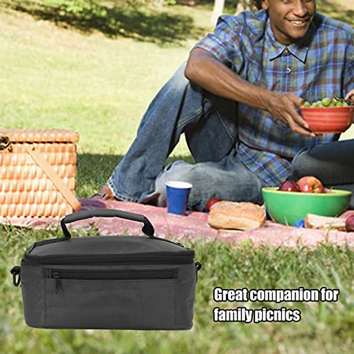 Food Warming Tote, Control Temperature Portable Portable Mini Oven Oxford Cloth Heat Preservation for Home (Black)