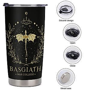 Fourth Dragon Tumbler Wing Empyrean Rider War College 20 oz Stainless Steel Insulated Tumblers with Lid and Straw Bookish Acotar Travel Coffee Mug Gifts