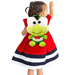 Hello Kitty and Friends Keroppi Plushie Set - Bundle with 14" Keroppi Plush Doll with Carrying Straps Plus Temporary Tattoos and More | Hello Kitty and Friends Gifts