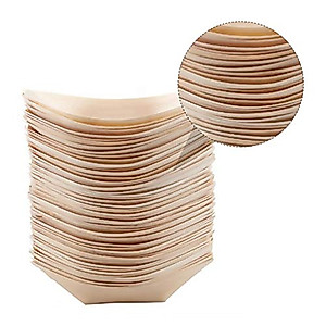 Hemoton 100pcs Bamboo Wooden Boat Disposable Sushi Boat Wooden Boat Serving Tray Sushi Tray Food Container Wood Bowl Cake Tool 3inch