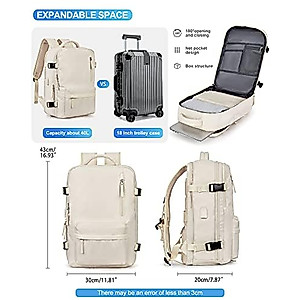 VGCUB Carry on Backpack,Large Travel Backpack for Women Men Airline Approved Gym Backpack Waterproof Business Laptop Daypack,Beige