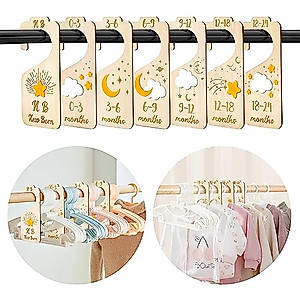 Baby Closet Dividers - Set of 7 Baby Clothes Organizer, 3D Wooden Clothes Organizer from Newborn to 24 Months, Nursery Organizers for Hanger Dividers