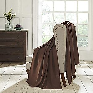 SUPERIOR Cotton Waffle Throw Blanket, Lightweight Breathable Bedding, for Travel, Dorm, Apartment, or Home, Machine Washable, Ultra Soft and Cozy, All-Season Covering, Throw, Chocolate