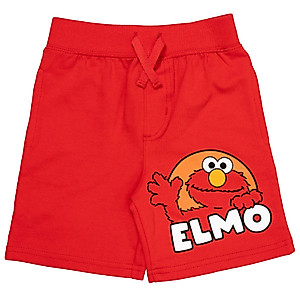 Sesame Street Elmo Cookie Monster Baby Boys French Terry 2 Pack Shorts Blue/Red 12 Months