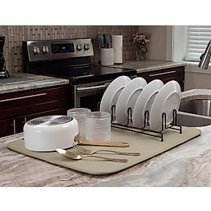 S&T INC. Dish Drying Mat XL, Highly Absorbent Microfiber Kitchen Counter Mat, Dish Drying Pad for Dishes, Utensils, Pots and Pans, Extra Large 18" x 24", Pure Cashmere