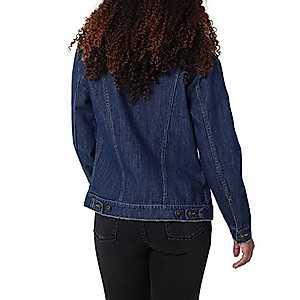 Wrangler Women's Relaxed Fit Memory Maker Jean Jacket, Crimson, Medium