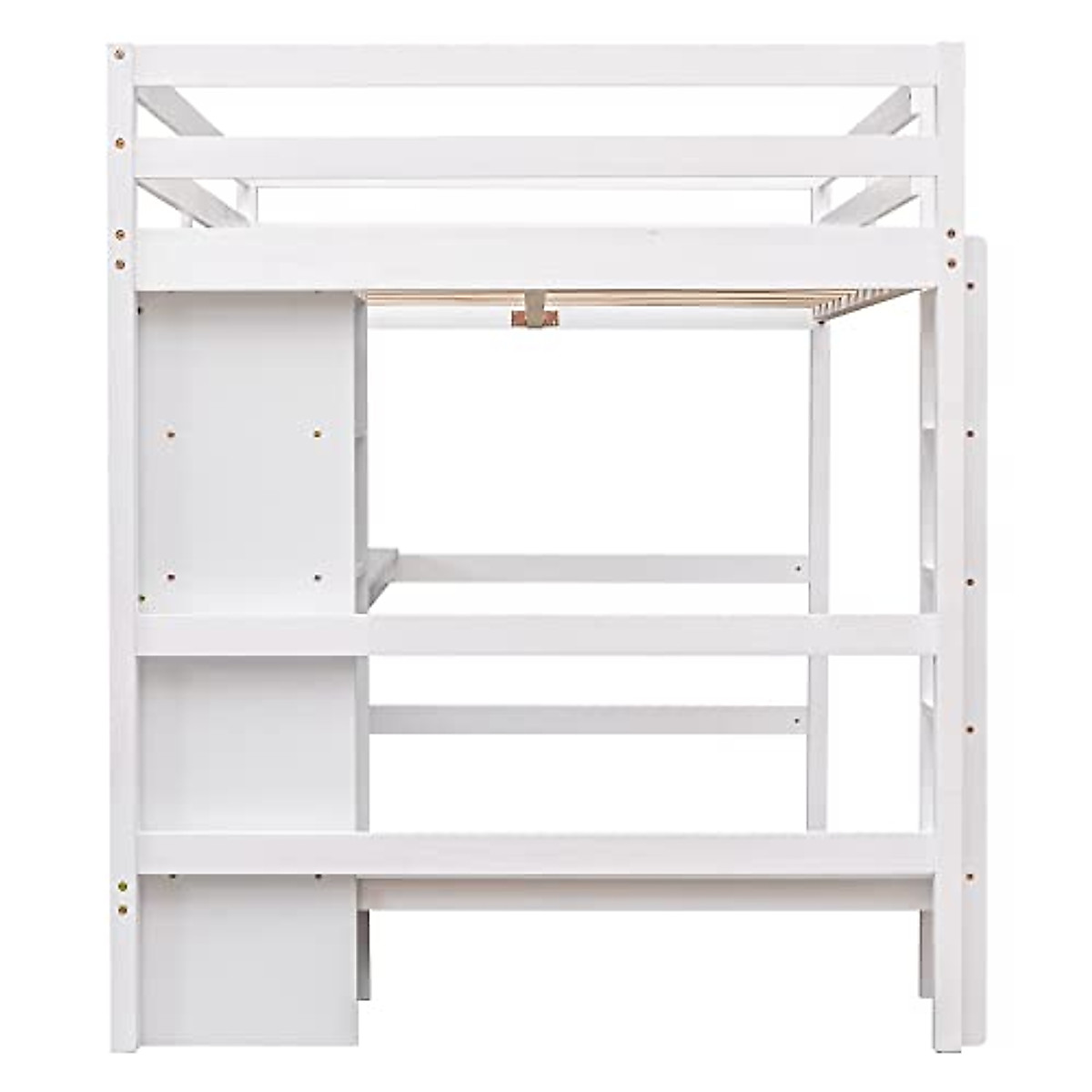 Harper & Bright Designs Full Size Loft Bed with Desk and Storage Shelves, Solid Wood Loft Bed Frame for Kids Teens Adults (Full Size, White)