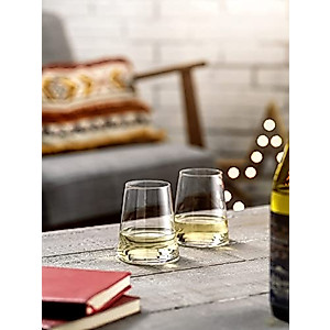Modern Stemless Wine Glasses Set of 4-17 oz Stemless Wine Glasses, European Wine Glasses Stemless, Unique White Wine Glasses, Large Bowl Drinking Glass for Red Wine, Dishwasher Safe, Gifts