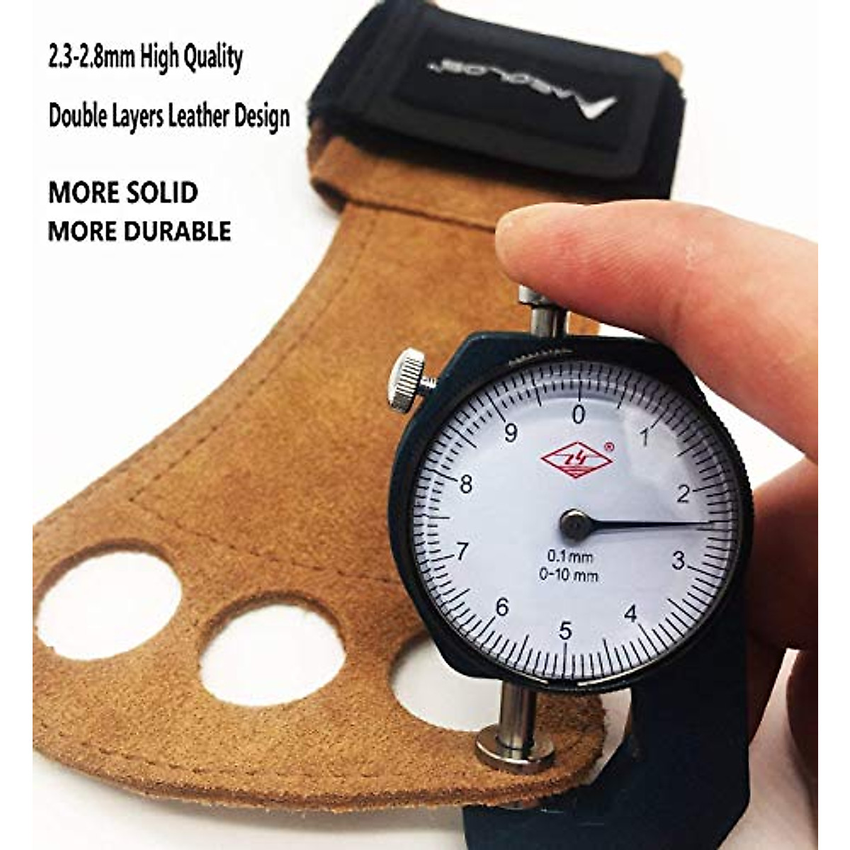 AEOLOS Leather Gymnastics Hand Grips-Great for Gymnastics,Pull up,Weight Lifting,Kettlebells and Cross Training (Brown(2 Layers Leather), Medium)