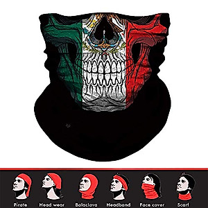 DHSOU 7Pcs Mexican Headwear Bandana Head Wrap Face Scarf Mask Outdoor Neck Warmer Balaclava Skeleton Mexico Flag