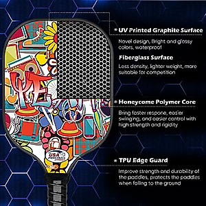 QDBM Pickleball Paddles, USAPA Approved, Fiberglass Pickleball Set with 4 Pickleballs, 2 Pickleball Paddles, 1 Pickleball Bag, Lightweight Design for Men Women Beginers Pickleball Paddles Set of 2