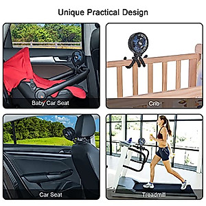 HomeLifairy Stroller Fan Clip On for Baby Battery Operated Fan Portable Fan Rechargeable Mini Handheld Car Seat Fan Small USB Desk Personal Fan for Stroller Accessories Crib Car Rides (Black)