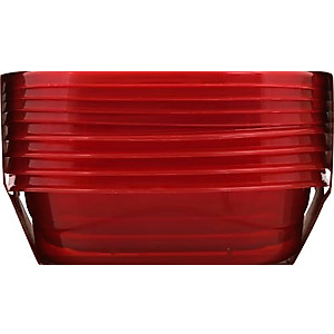 Rubbermaid TakeAlongs 2.9-Cup Square Food Storage Containers, 4-Pack, Chili Red