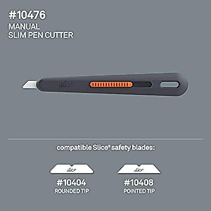 Slice 10476-CS Manual Slim Pen Cutter, Tighter Control, Finger Friendly Ceramic Blade, Side Slider Button for Thumb Blade Control, Lasts up to 11x Long as Stainles Metal, 12 Pack